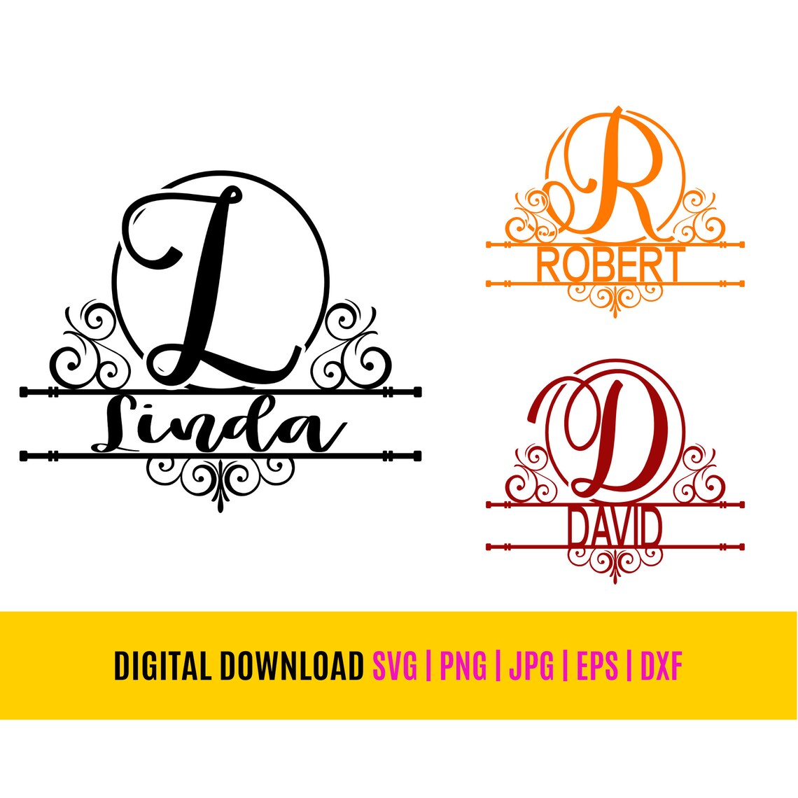 Fancy Split Monogram Svg/Dxf/Eps/Png Split Monogram Frame | Etsy
