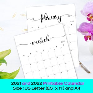 Printable Calendar 2021-2022, Planner Calendar, Planner Insert ...