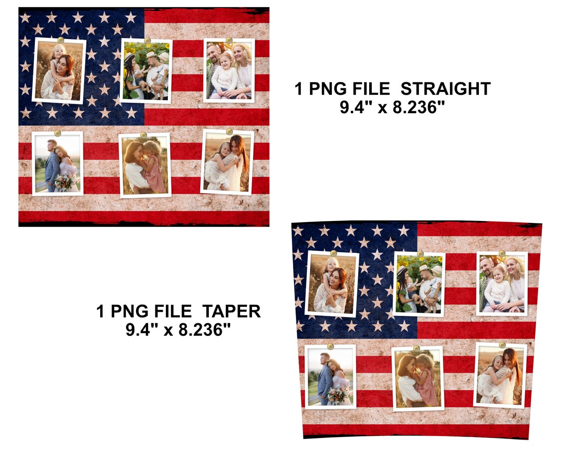 American Flag Photo Frame Memorial Day Sublimation 20oz - Etsy
