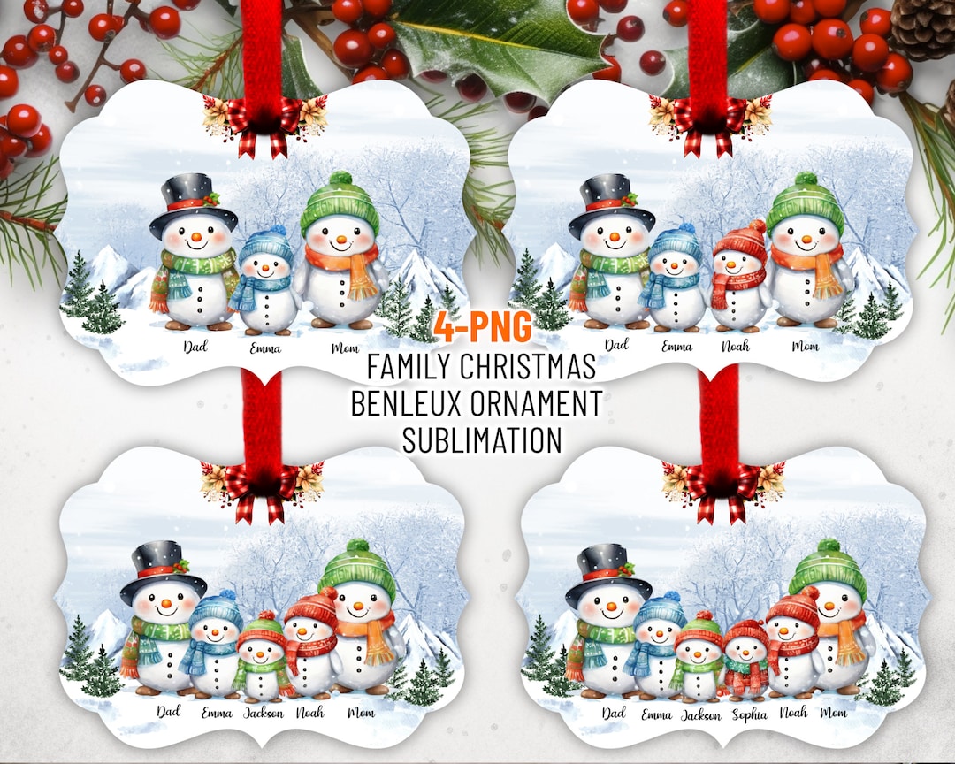 Snowman Family Ornament PNG, Personalized Christmas Snowman Ornament ...