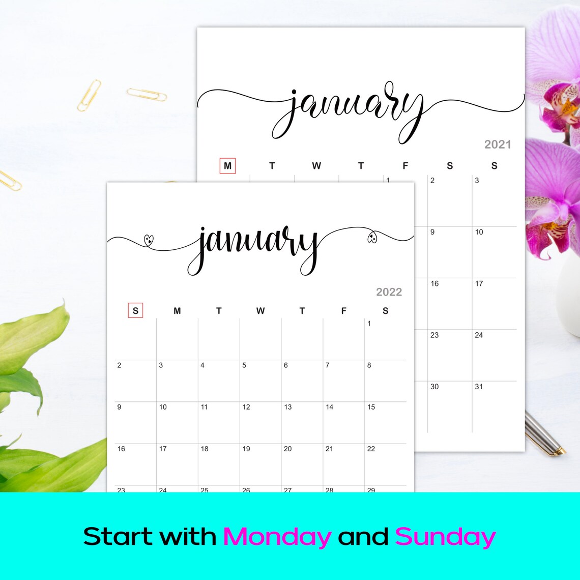 Printable Calendar 2021-2022 Planner Calendar Planner - Etsy