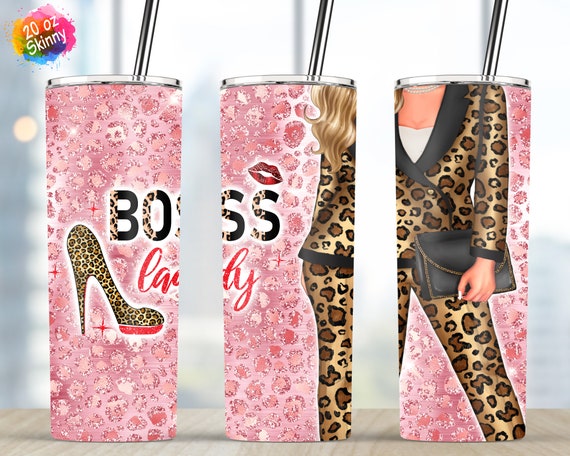 Boss Lady Boss Girl Pink Glitter Leopard Tumbler 20oz | Etsy