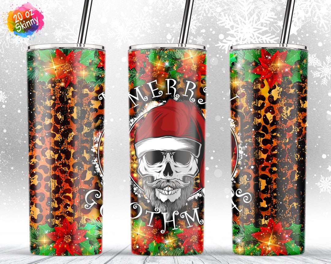 Merry Gothmas, Creepy Goth Christmas Skeleton, 20oz Skinny Tumbler ...
