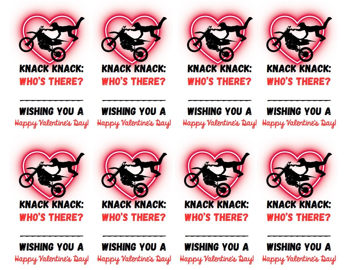 Valentine's Day Printable for Kids - Motocross, Motorcycle, Dirt Bike ...