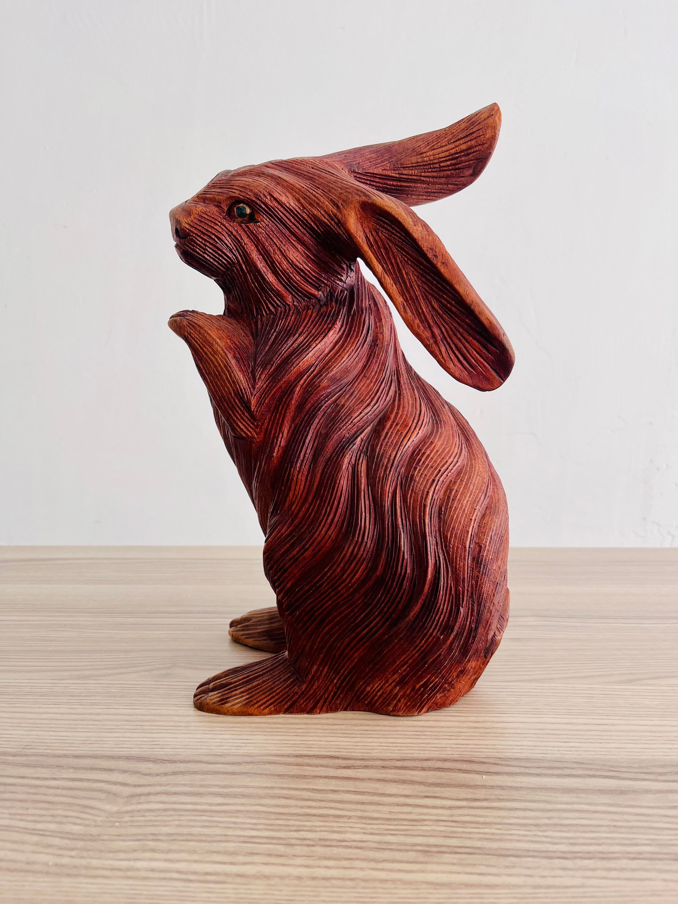 Wooden Rabbit Sculpture, Hand Carved Rabbit, Bunny Statue - Etsy