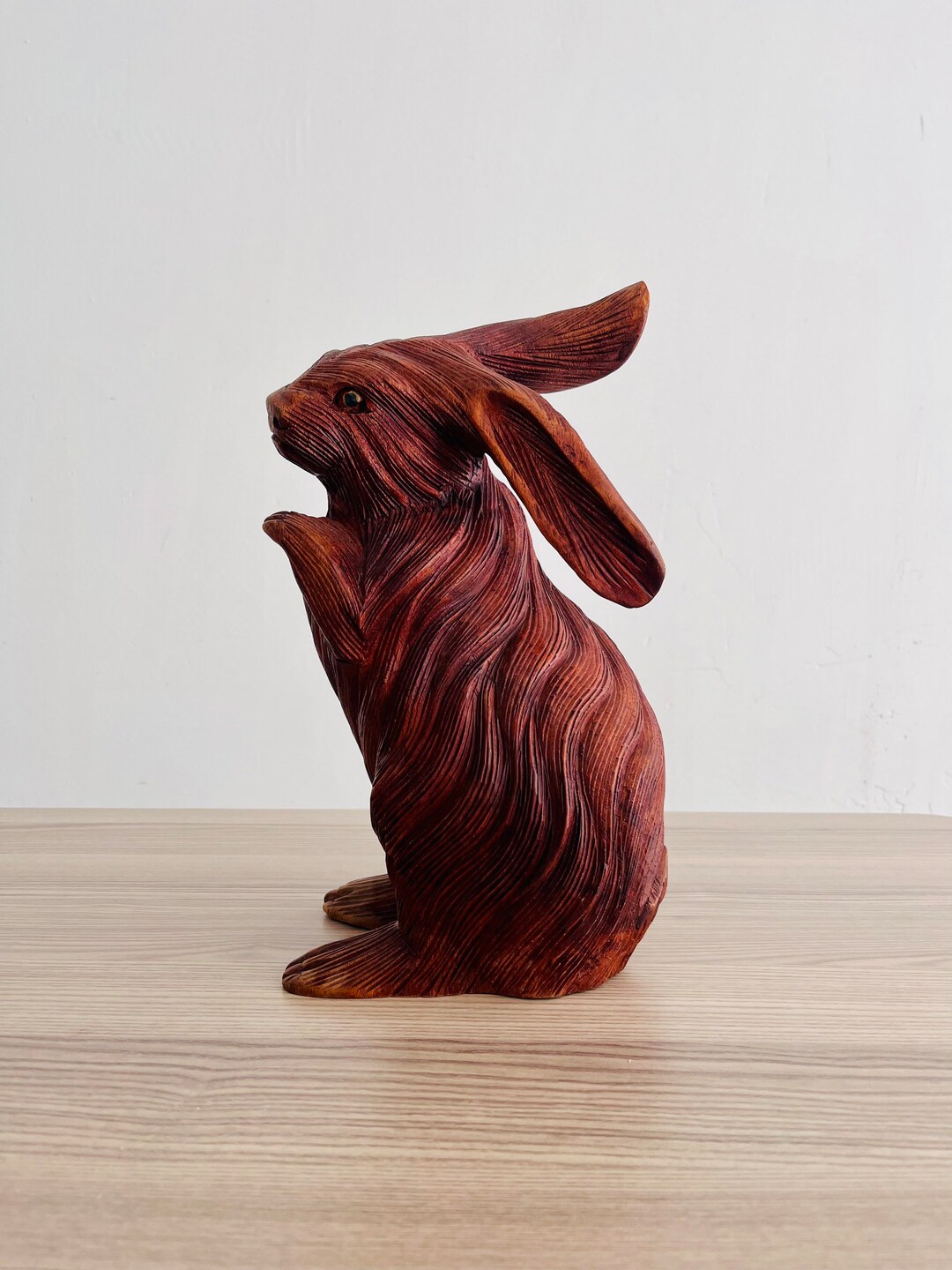 Wooden Rabbit Sculpture, Hand Carved Rabbit, Bunny Statue - Etsy