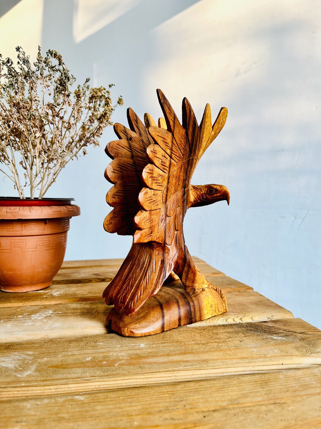 Wood Eagle, Sculpture Eagle, Carved Wood Eagle, Gift of Military ...