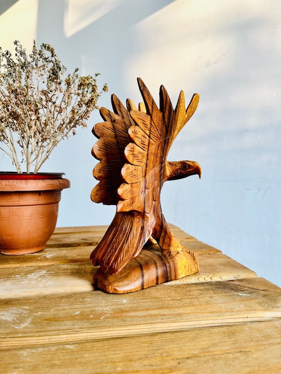 Wood Eagle Sculpture Eagle Carved Wood Eagle Gift of | Etsy