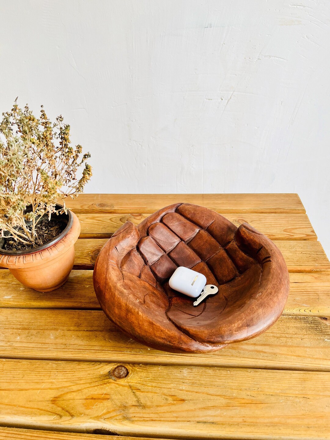 Wood Carved Hand Shaped Bowl, Wooden Hand Sculpture, Anatomical Wooden ...