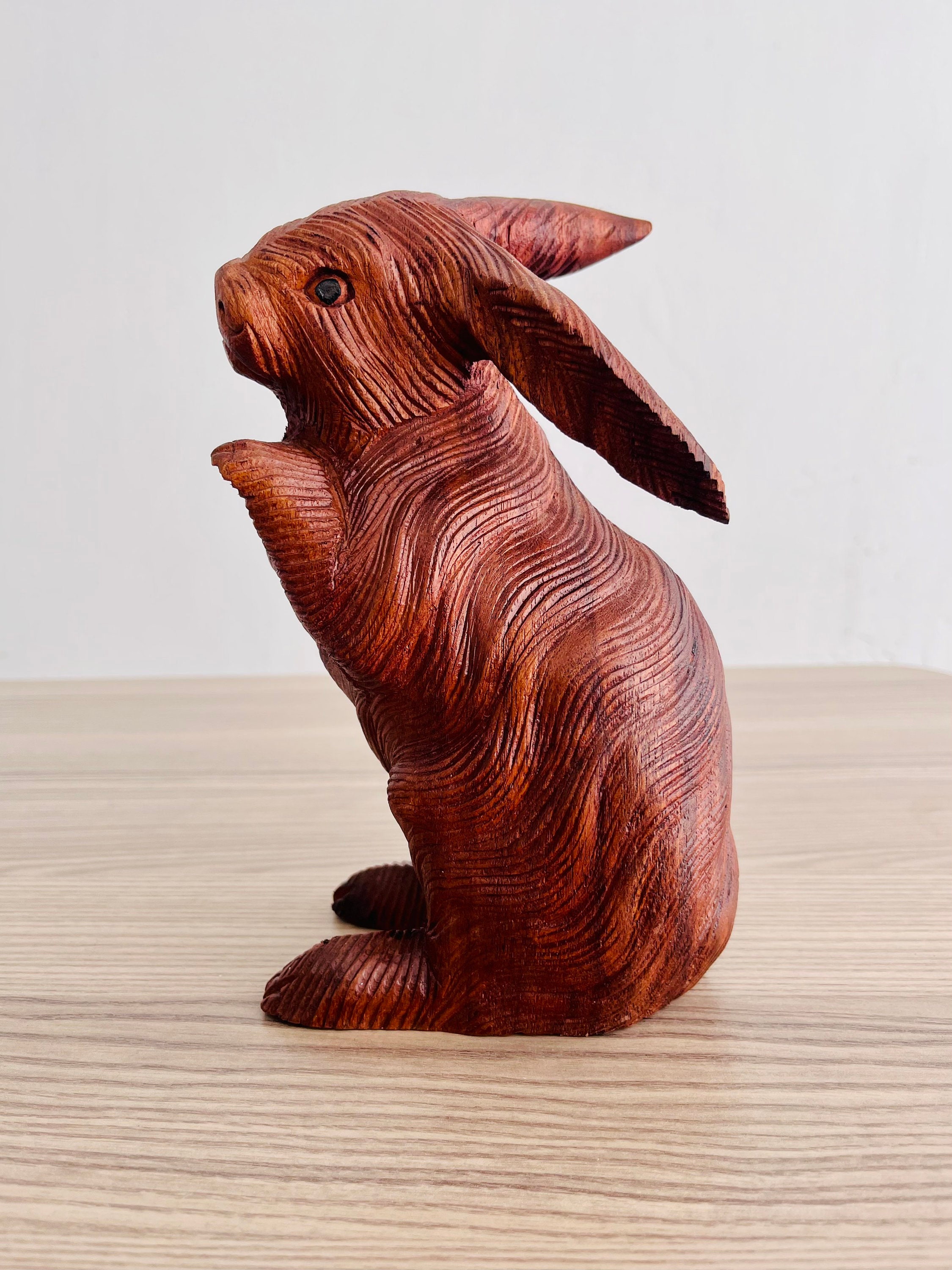 Wooden Rabbit Sculpture Hand Carved Rabbit Bunny Statue - Etsy