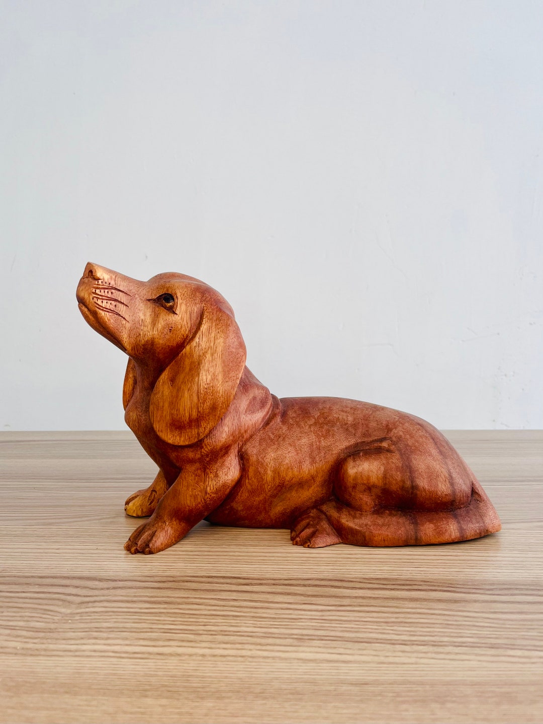 Carved Dog Wood Statue, Hound Wood Sculpture, Beagle Carving Figurine ...