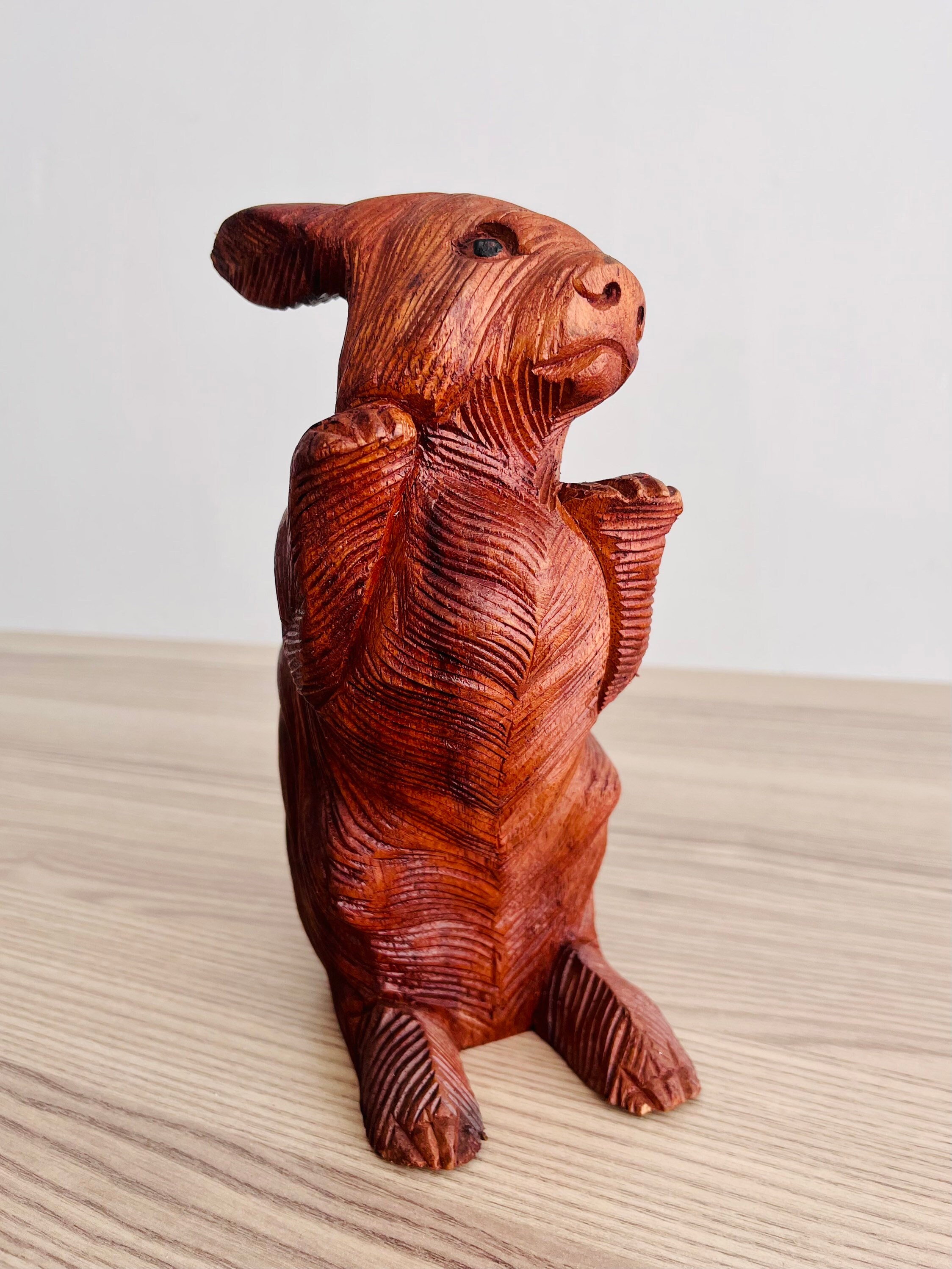 Wooden Rabbit Sculpture Hand Carved Rabbit Bunny Statue - Etsy