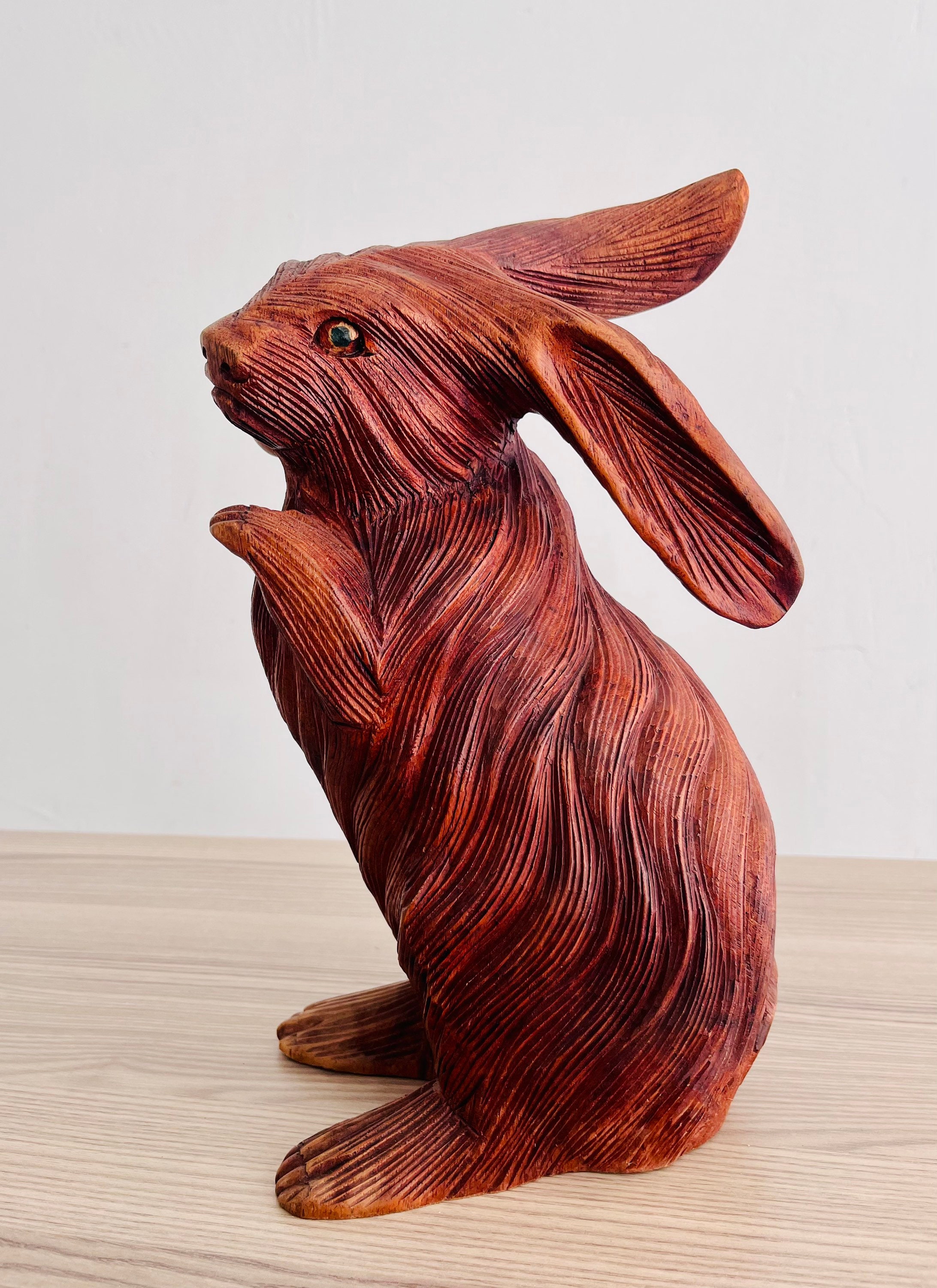 Wooden Rabbit Sculpture, Hand Carved Rabbit, Bunny Statue - Etsy