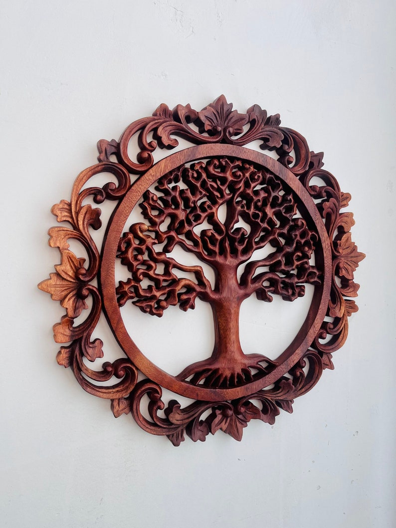 Carved Wooden Tree of Life Sacred Wall Art Boho Home Decor - Etsy