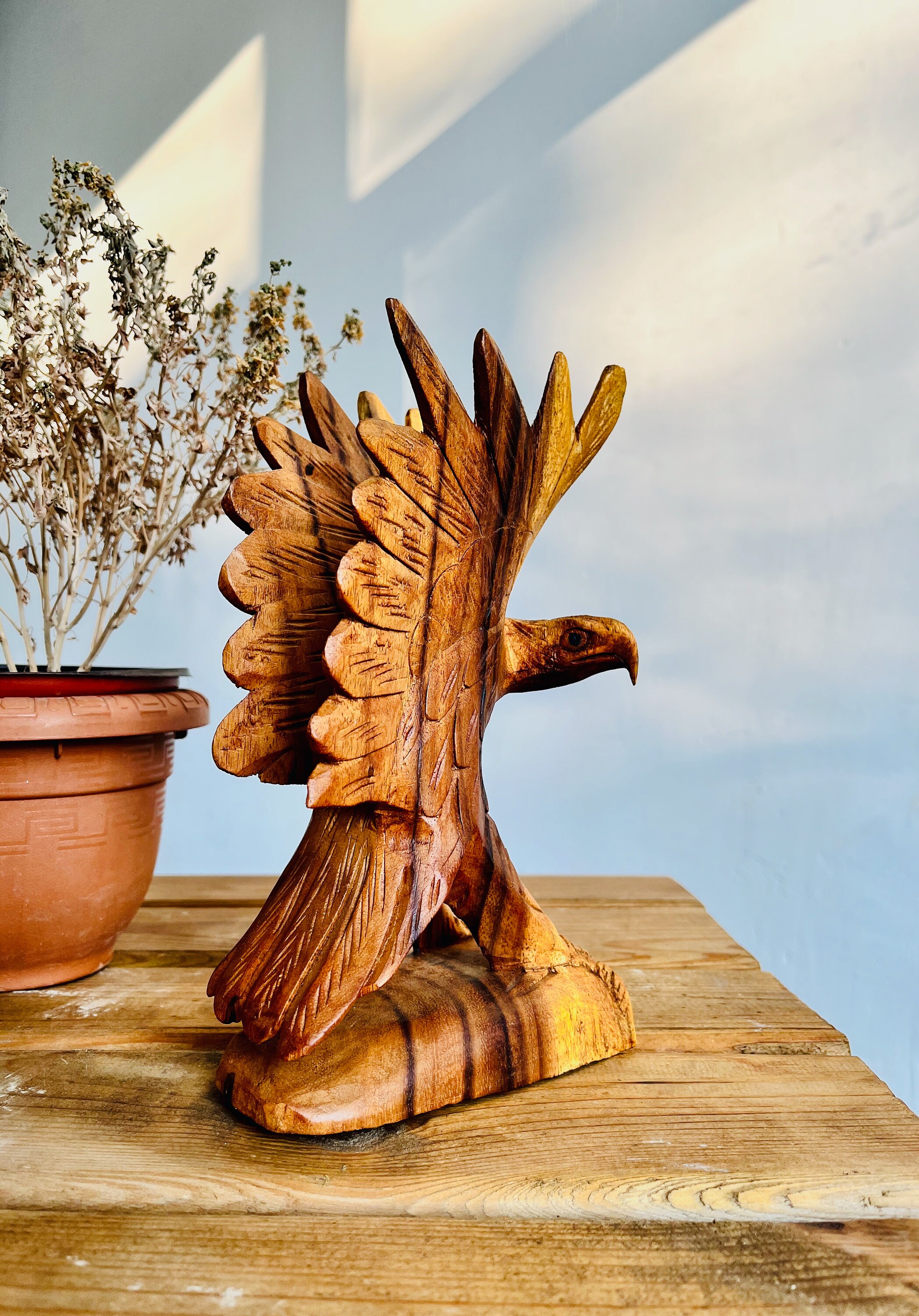 Wood Eagle, Sculpture Eagle, Carved Wood Eagle, Gift of Military ...