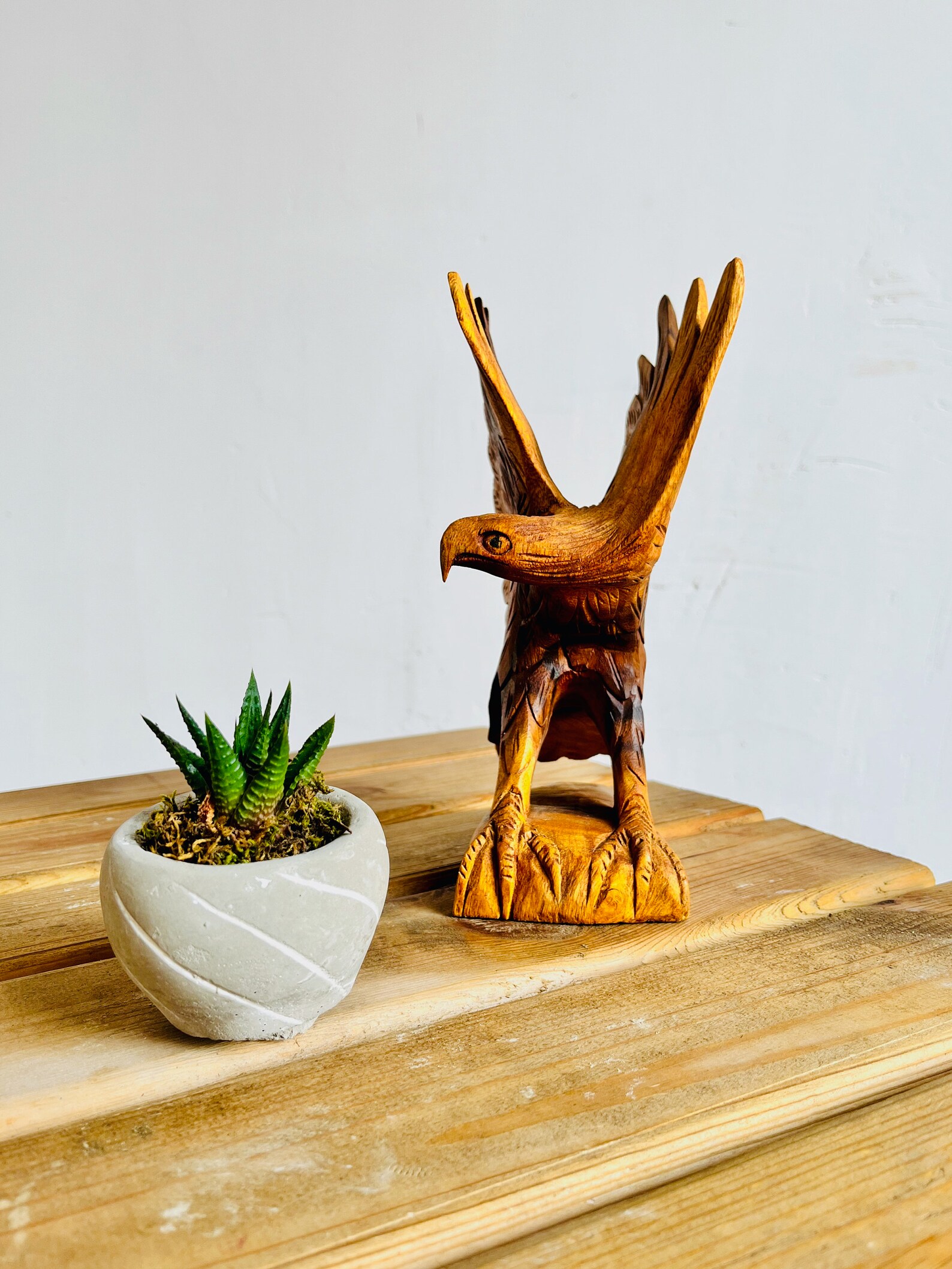 Wood Eagle Sculpture Eagle Carved Wood Eagle Gift of | Etsy