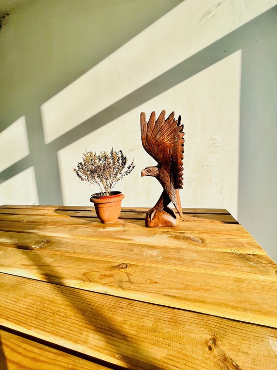 Wood Eagle Sculpture Eagle Carved Wood Eagle Gift of - Etsy