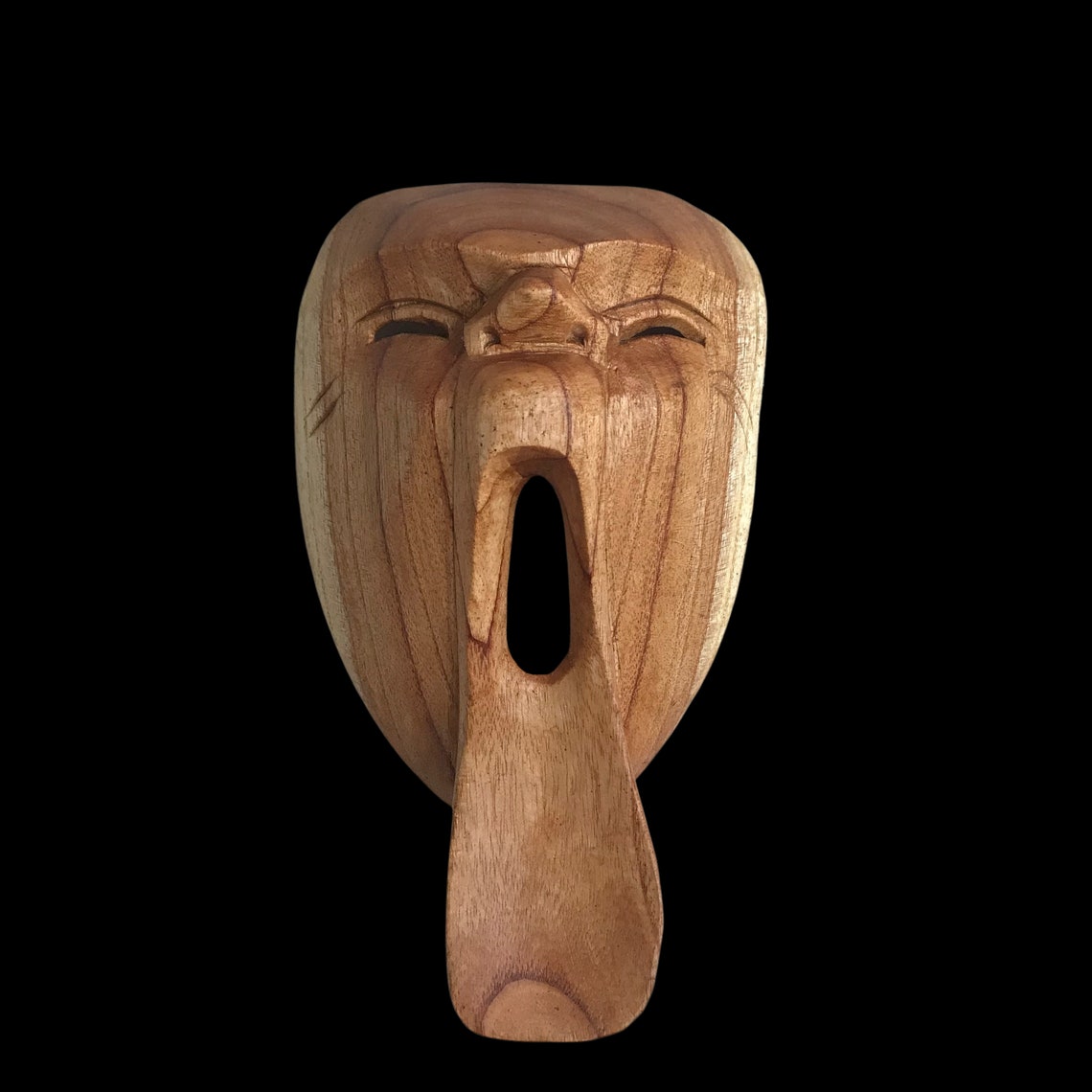 Wood Scream Face Mask Wood Carved Mask Wall Art Wooden Face - Etsy