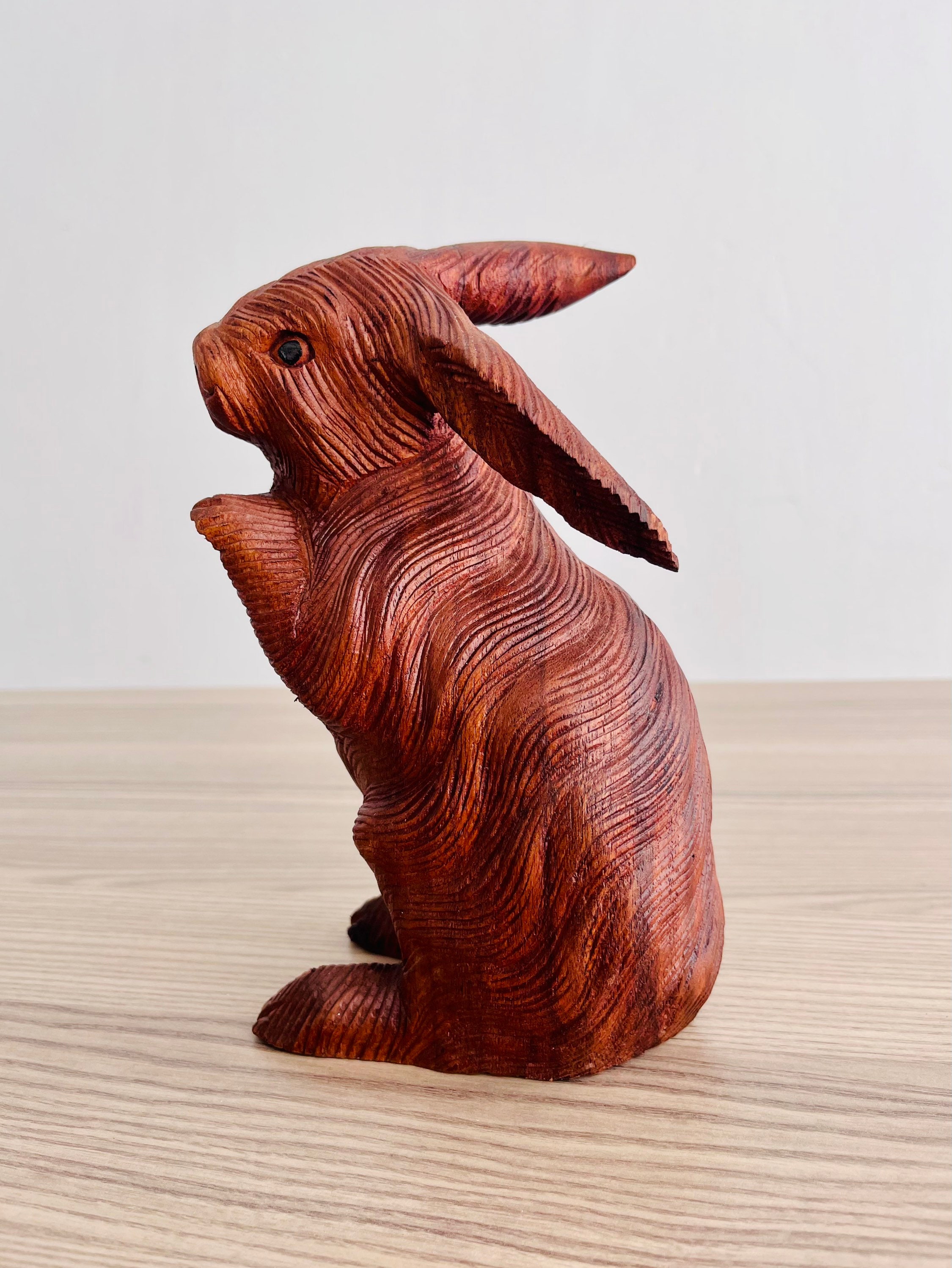 Wooden Rabbit Sculpture Hand Carved Rabbit Bunny Statue - Etsy