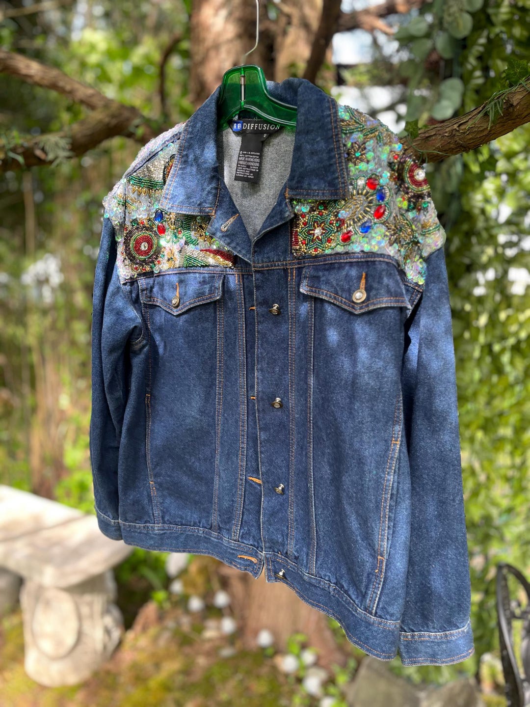 Vintage I.B. Diffusion Beaded Denim Jacket – 1991 - Etsy