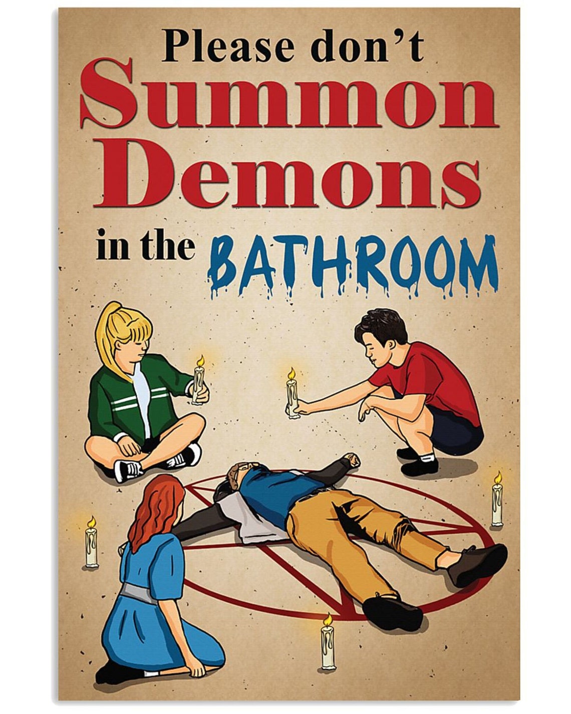 Please Don't Summon Demon In The Bathroom PaintingRitual | Etsy