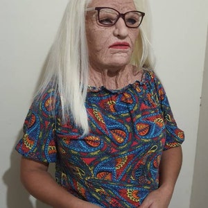 Realistic Latex Mask - Elderly Woman With Long Hair - Etsy