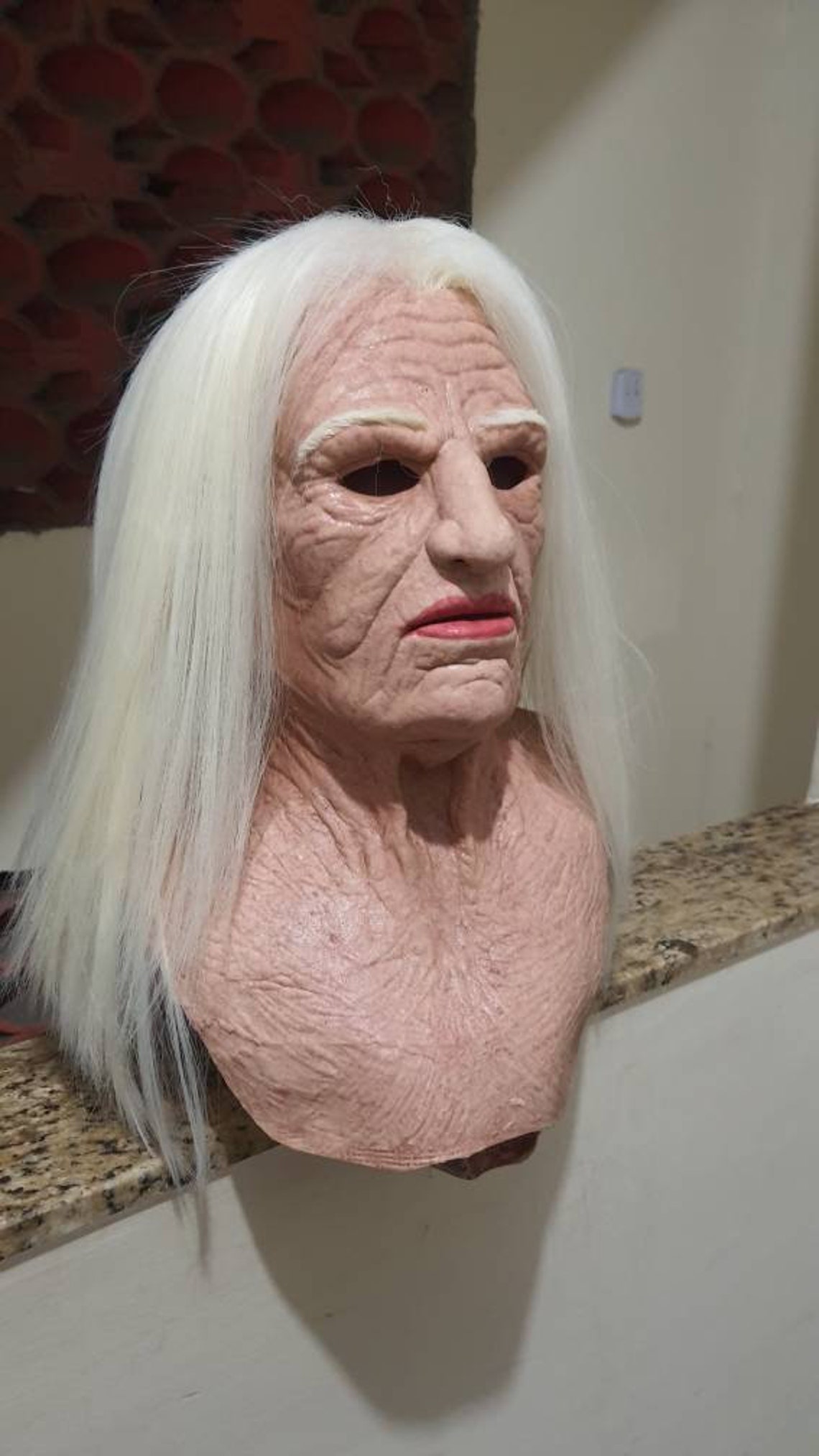 Realistic Latex Mask - Elderly Woman With Long Hair - Etsy