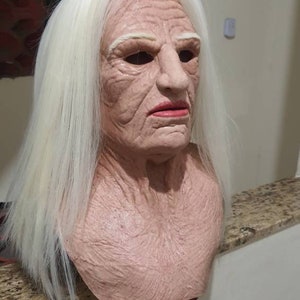 Realistic Latex Mask - Elderly Woman With Long Hair - Etsy