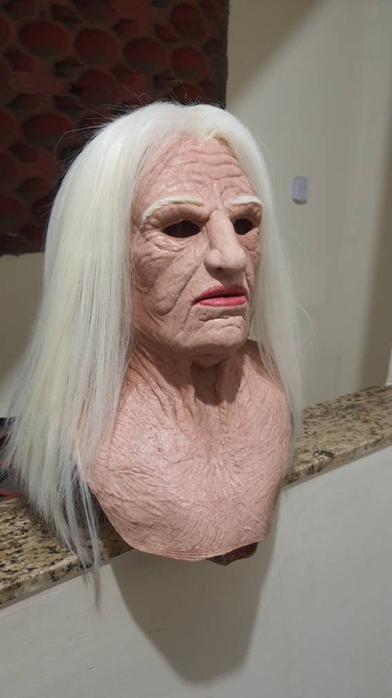 Realistic Latex Mask - Elderly Woman With Long Hair - Etsy