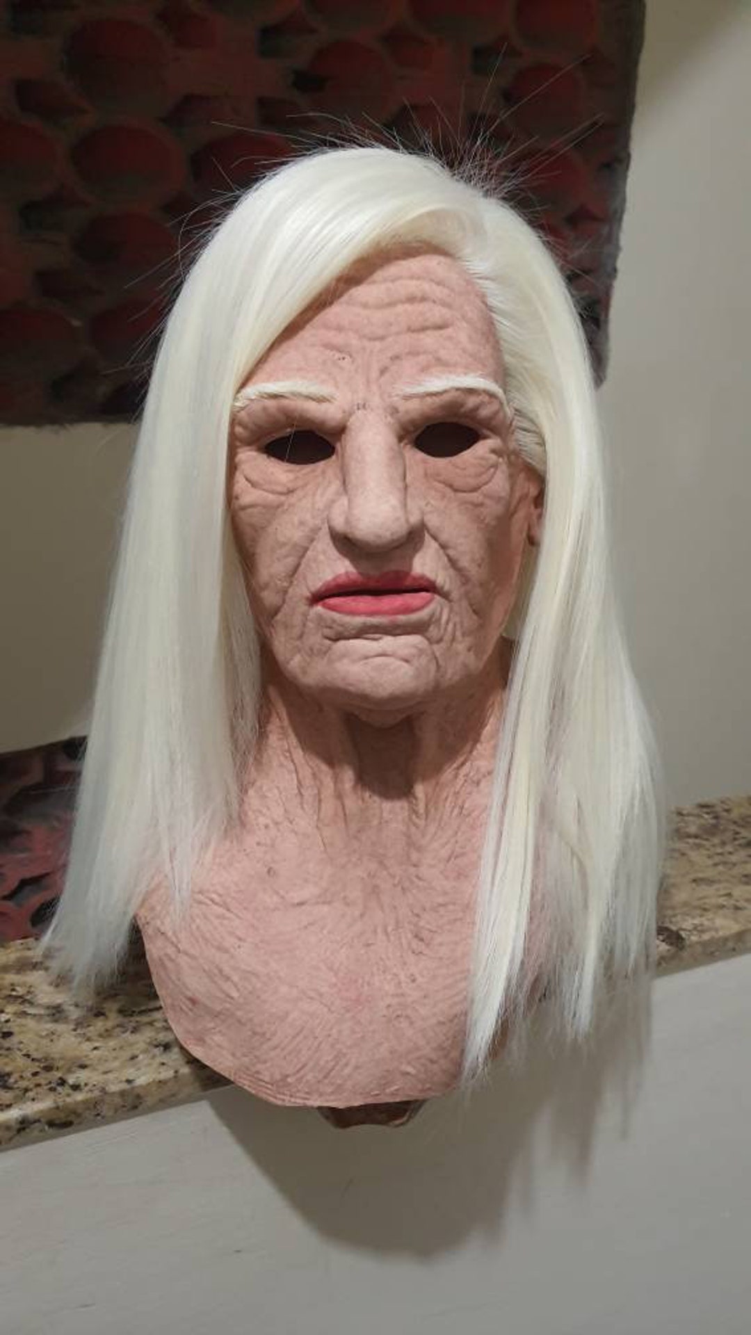 Realistic Latex Mask - Elderly Woman With Long Hair - Etsy