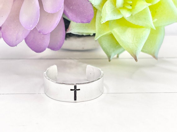 Cross Ring Hand Stamped. Custom Gifts for Him / Her. Christian | Etsy