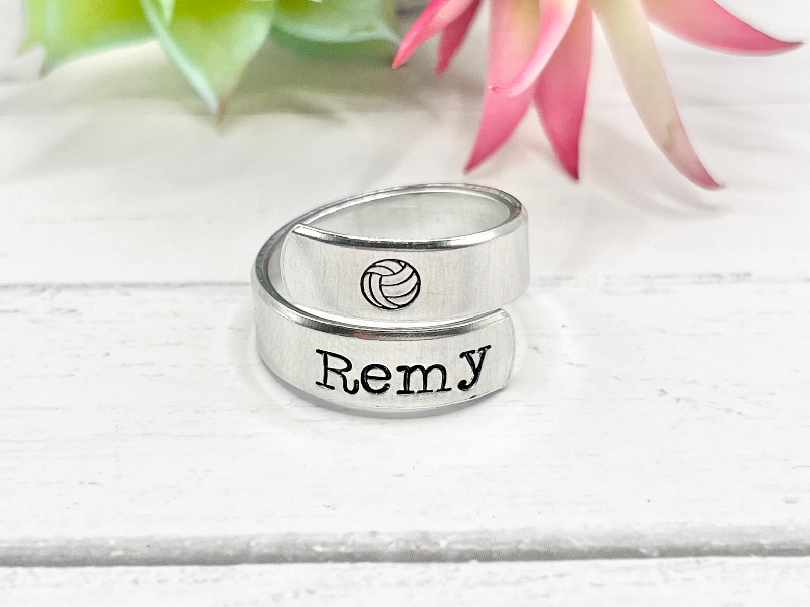 Volleyball Rings Personalized Rings Hand Stamped. Soccer - Etsy