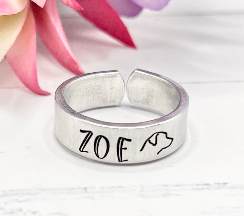 Pet Name Ring Dog Mom Cat Mom Ring Paw Print Ring Pet | Etsy