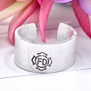 Fire Police EMS EMT Nurses Custom Hand-stamped Adjustable Ring, Custom ...