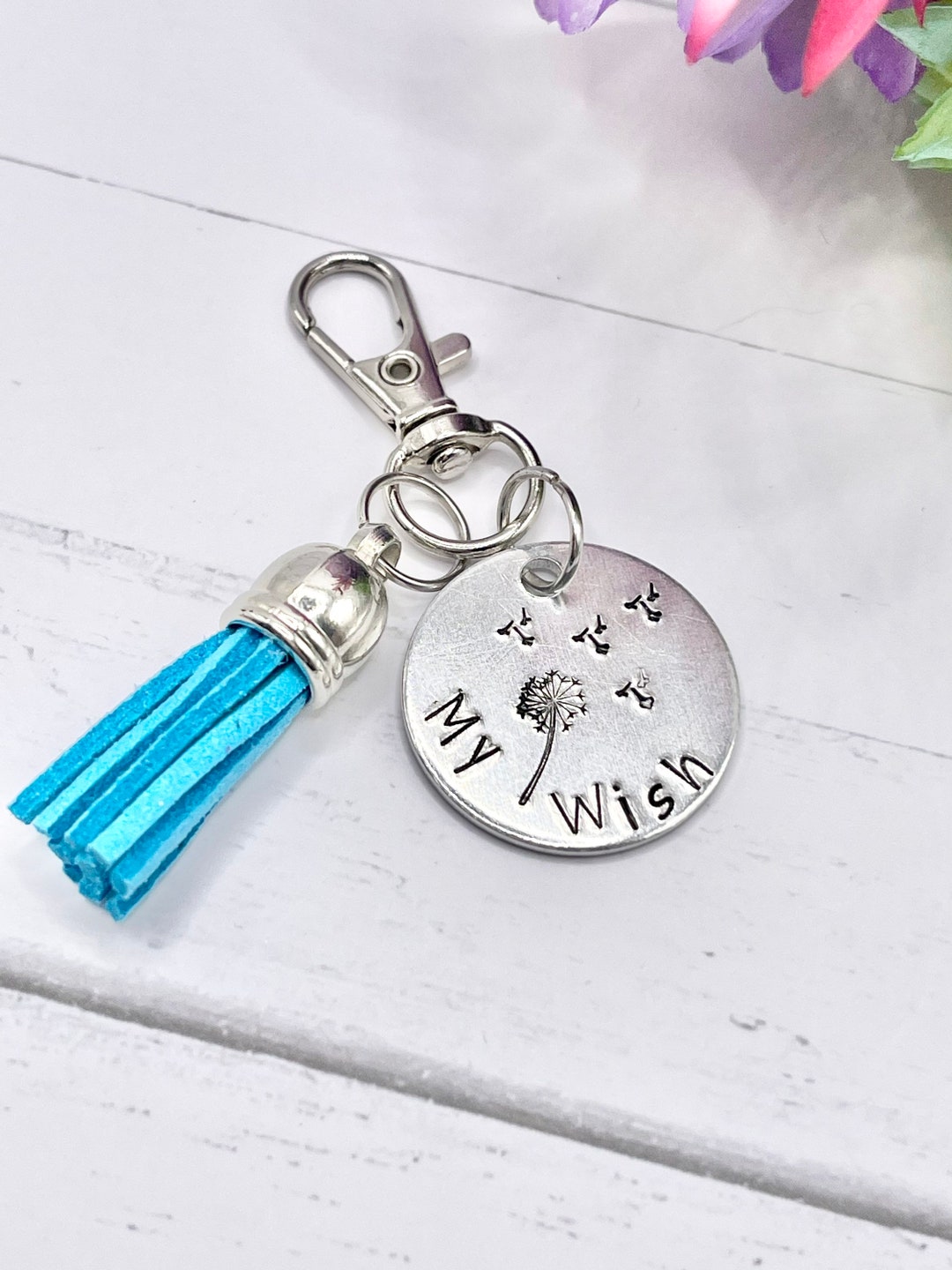 Custom Circle Hand-stamped Name or Quote Keychain, Custom Key Holder ...