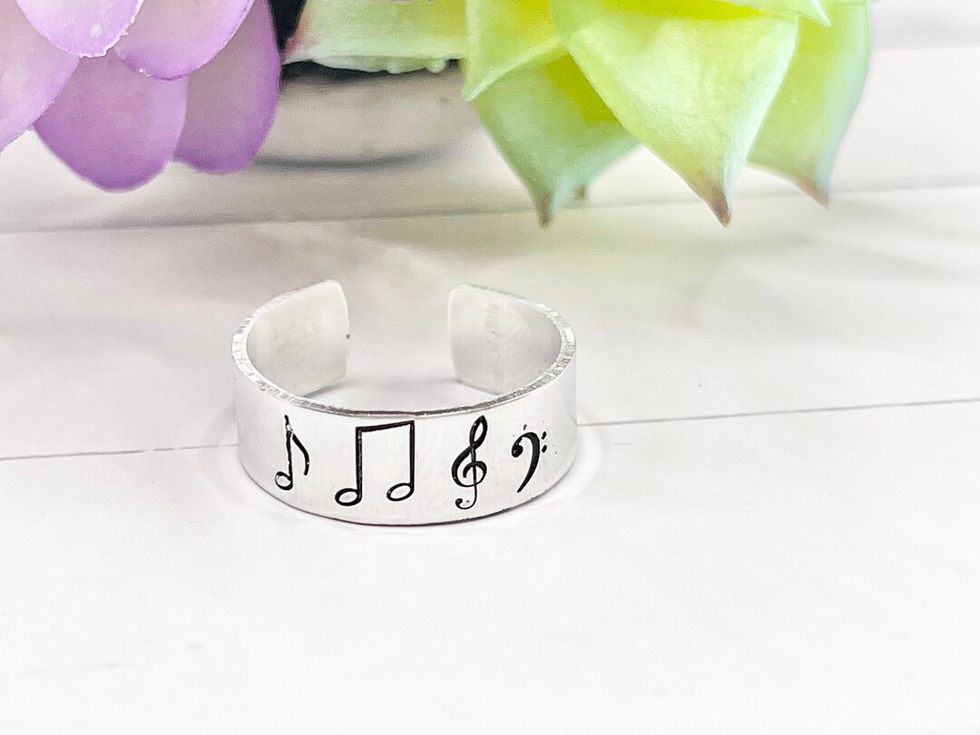 Musical Note Ring Hand Stamped. Custom Gifts for Him / Her. Music Ring ...