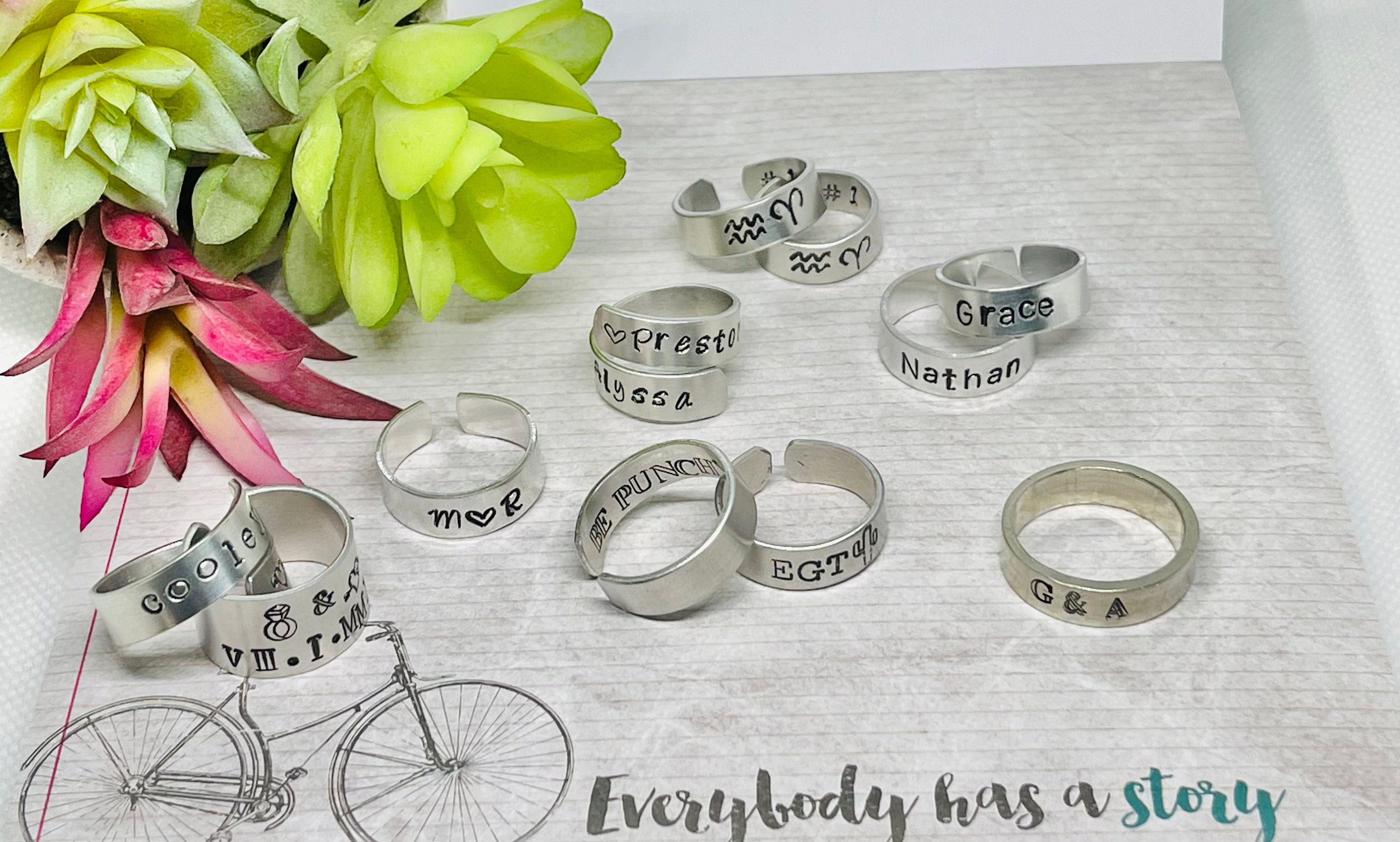 Personalized Rings hand stamped. Custom Gifts for Him / Her / | Etsy