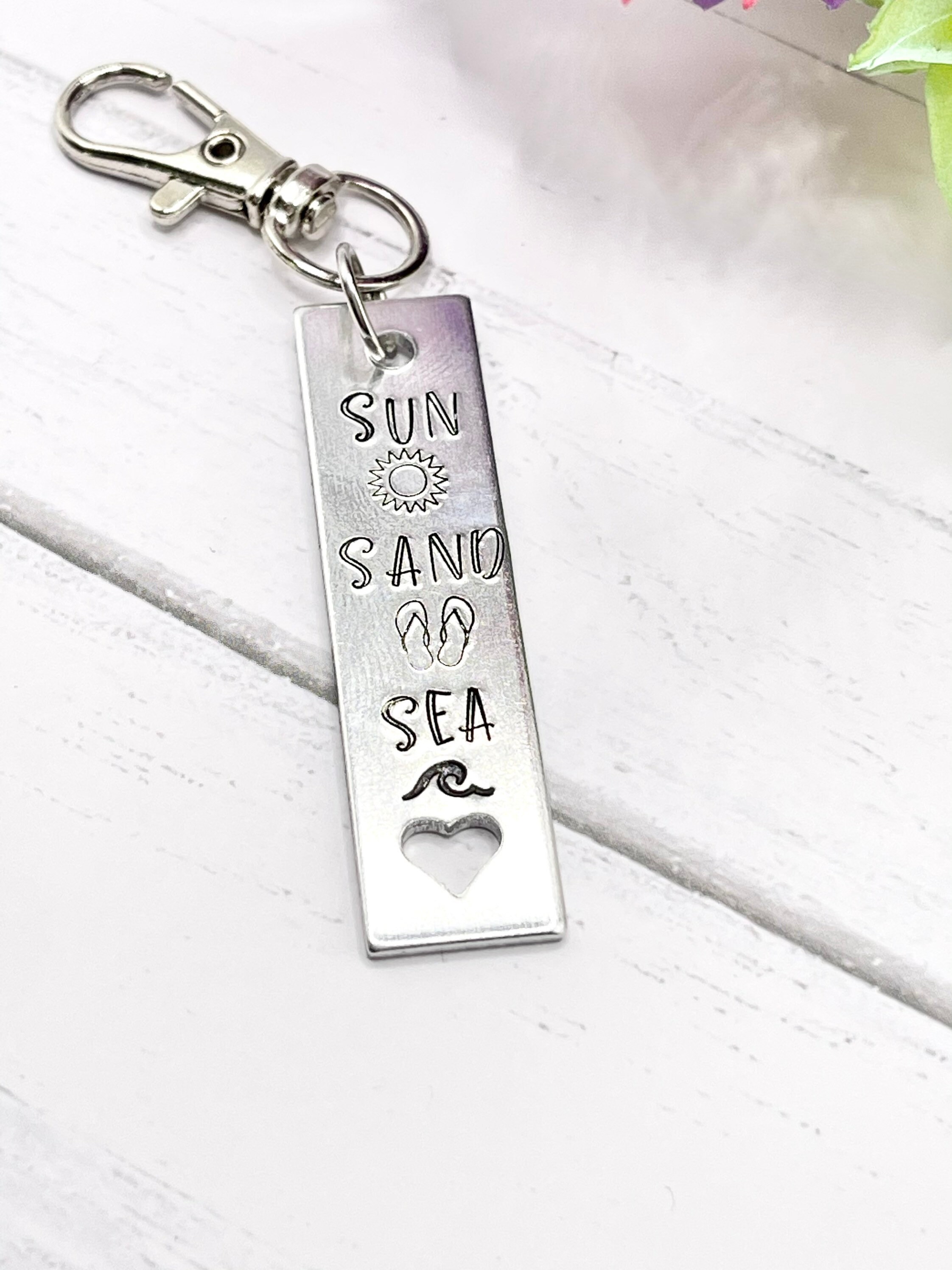 Heart Cutout Hand-stamped Keychain Custom Key Holder | Etsy