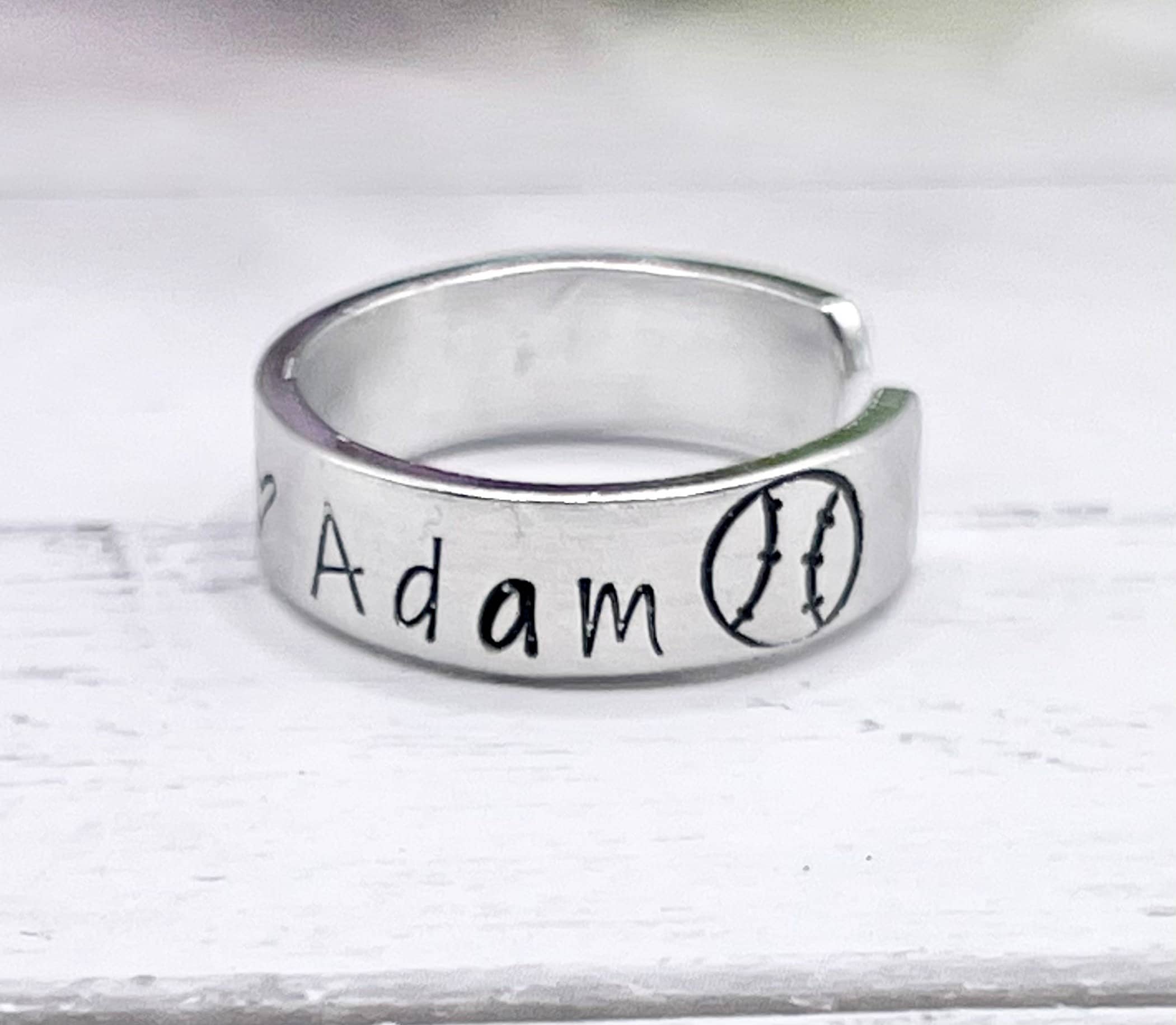 Sports theme rings Personalized Rings hand stamped. Soccer | Etsy