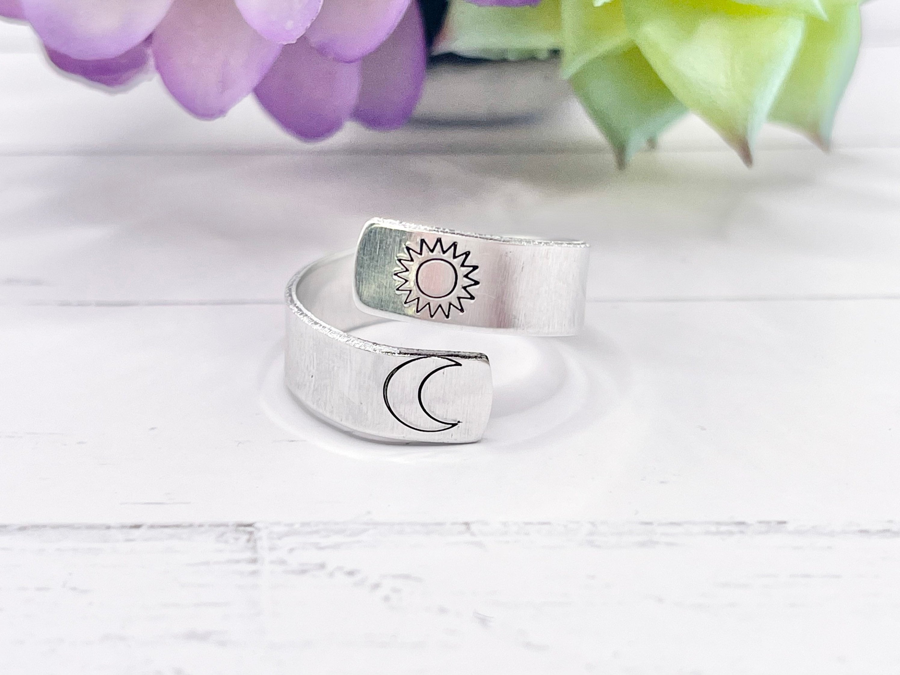 Sun Moon Stars Rings hand stamped Custom ring Gifts for Him | Etsy