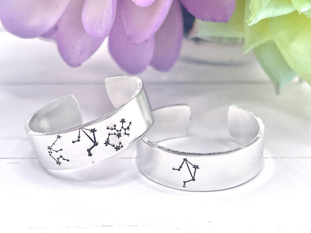 Big Three Zodiac Constellation Hand-stamped Aluminum Ring Horoscope ...
