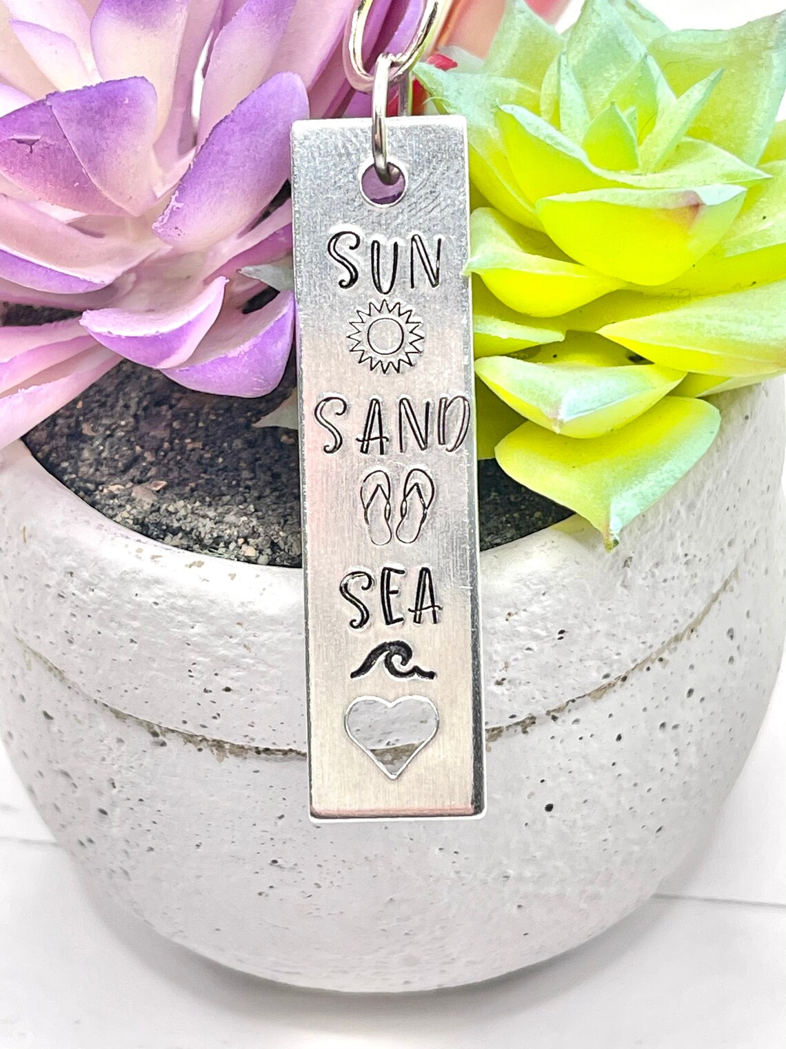 Heart cutout Hand-Stamped Keychain Custom Key Holder | Etsy