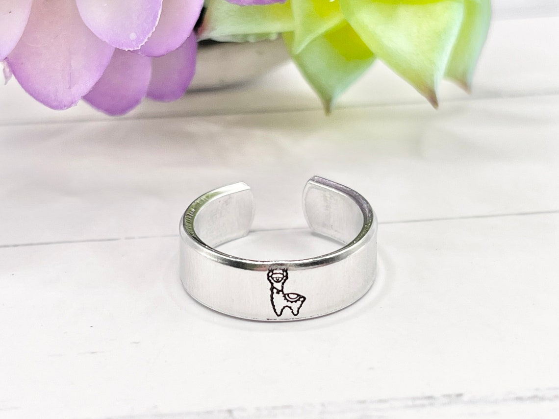 Llama Ring hand stamped. Custom Gifts for Him / Her. Alpaca | Etsy