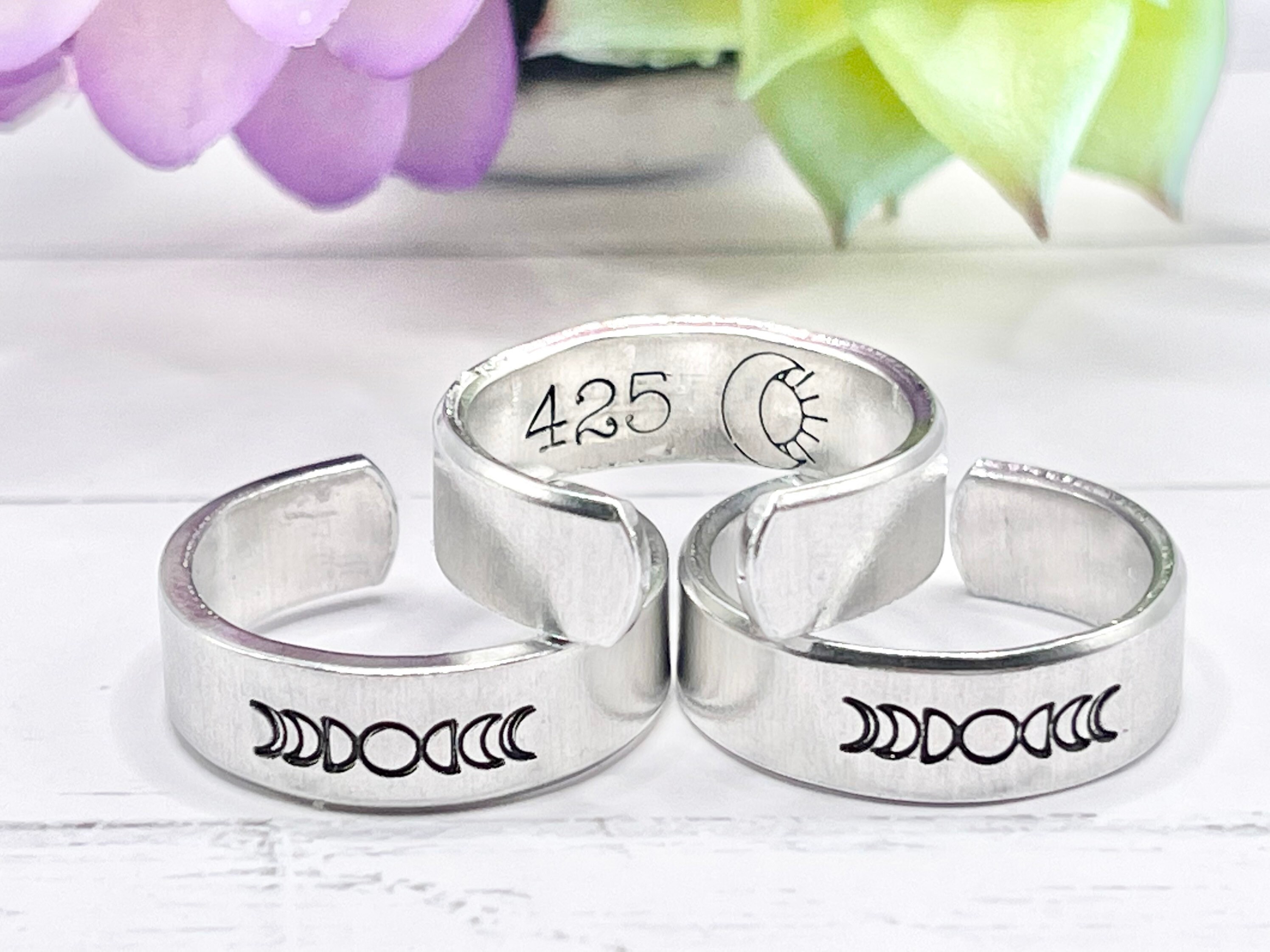 Sun Moon Stars Rings hand stamped Custom ring Gifts for Him | Etsy