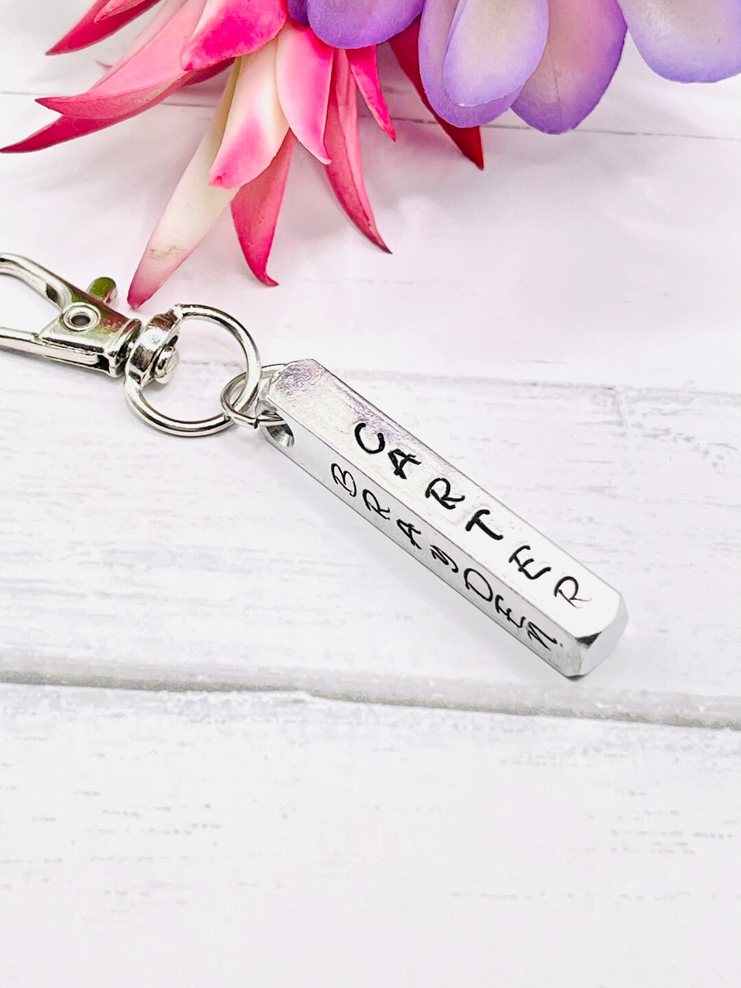 4 Sided Personalized Cube Keychain Bar Custom Hand-stamped - Etsy
