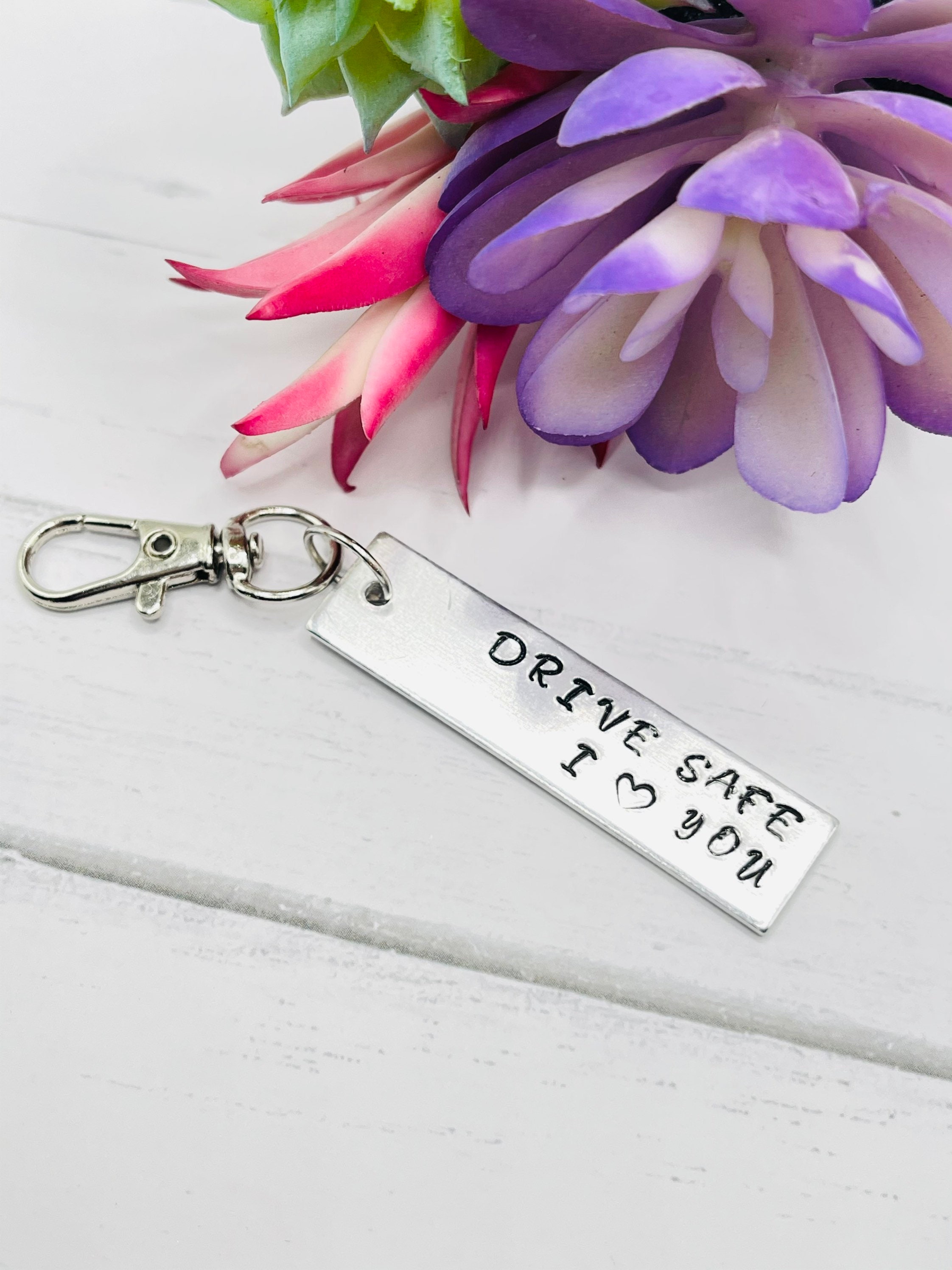 Stamped keychain keychain gift anniversary gift date | Etsy