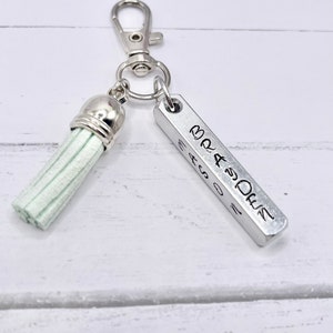 Four-sided Hand-stamped Family Tree Keychain Custom Key Holder Monogram ...