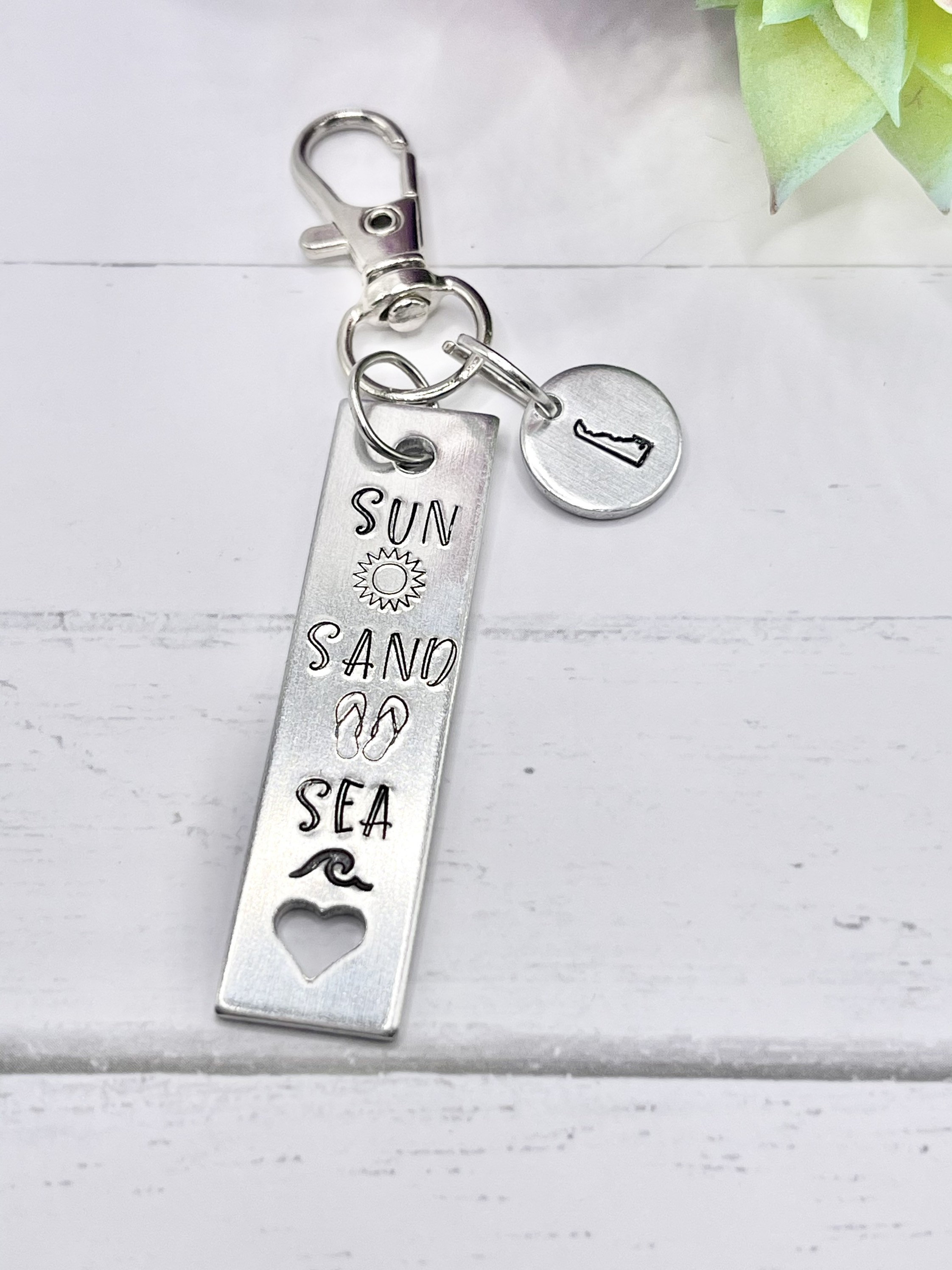 Heart Cutout Hand-stamped Keychain Custom Key Holder | Etsy