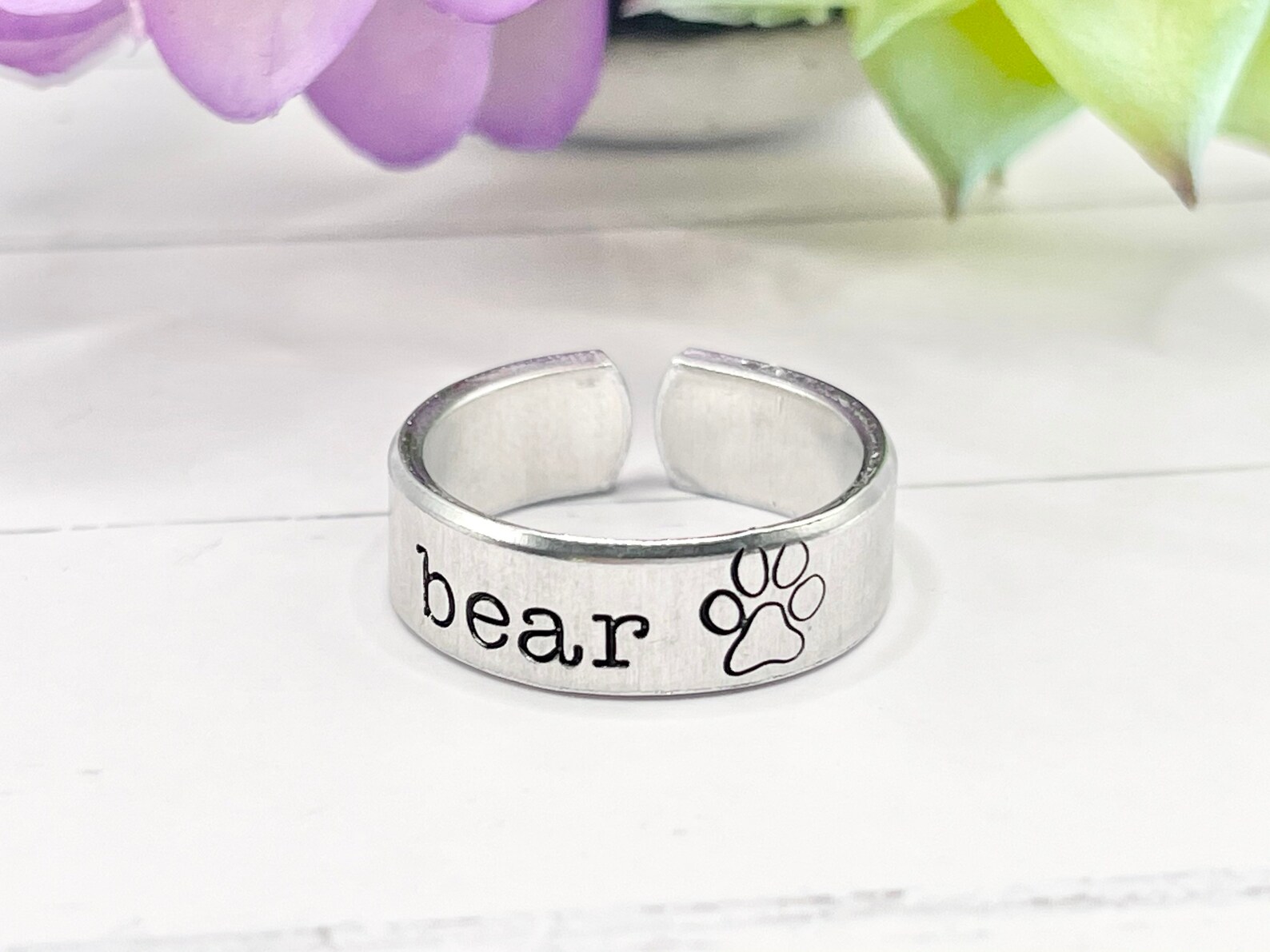 Pet Name Ring Dog Mom Cat Mom Ring Paw Print Ring Pet | Etsy