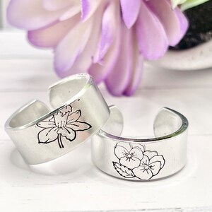 Birth Month Flower Rings, Custom Ring January February March April May ...